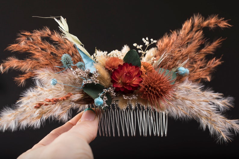 Fall Dried Flower Thistle Wedding Bouquet Burnt Orange Rust - Etsy