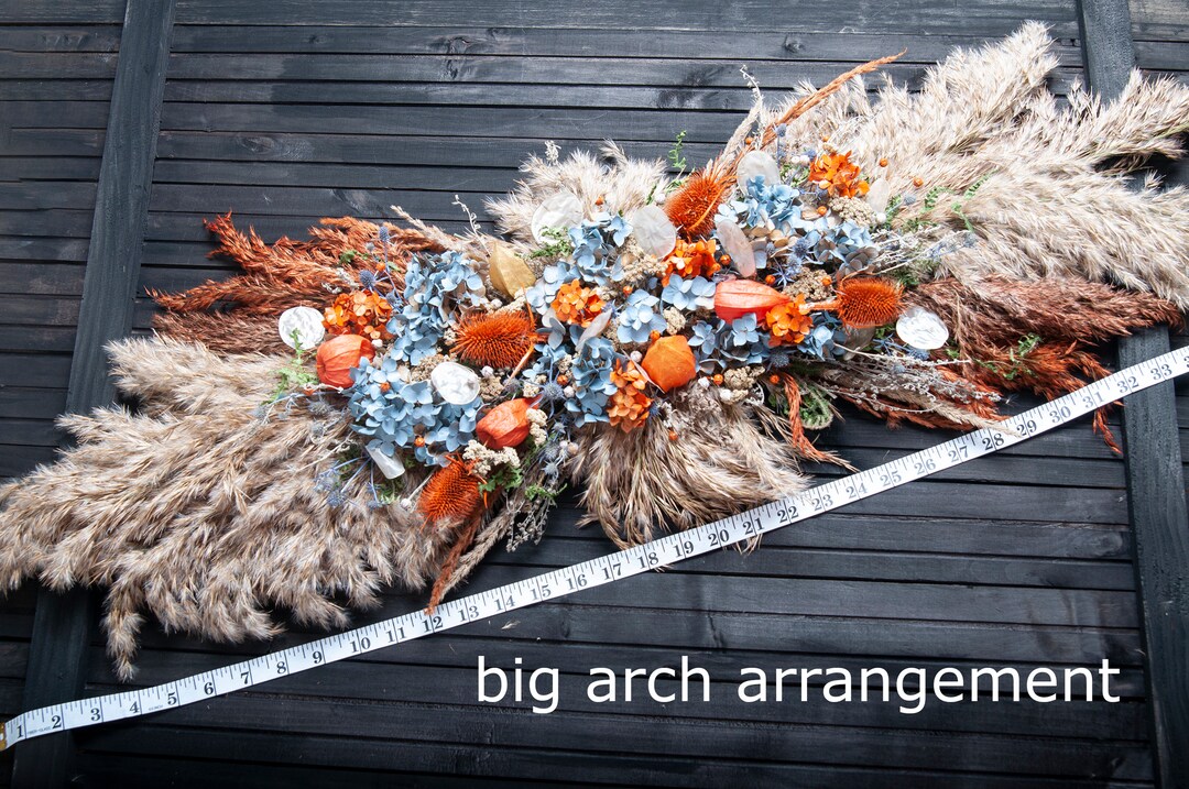 Rustic Wedding Arch Dried Flower Backdrop Swag Decor | Burnt Orange ...