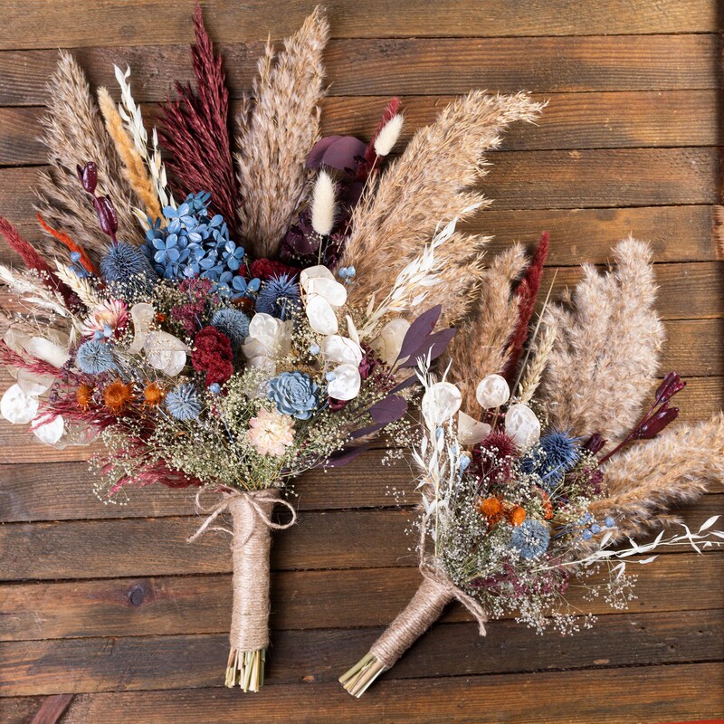 Dusty Blue Bridal Bouquet - Etsy