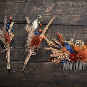 Dried Flower Rust Burnt Orange Terracotta Navy Blue Thistle Fall Autumn ...