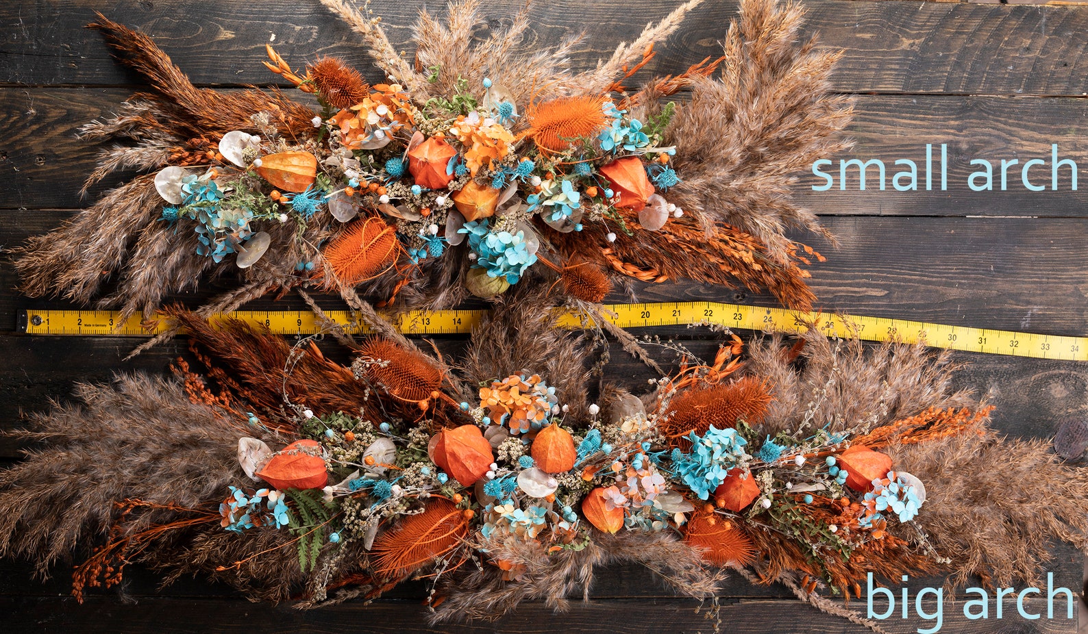 Fall Dried Flower Thistle Wedding Bouquet, Burnt Orange Rust ...