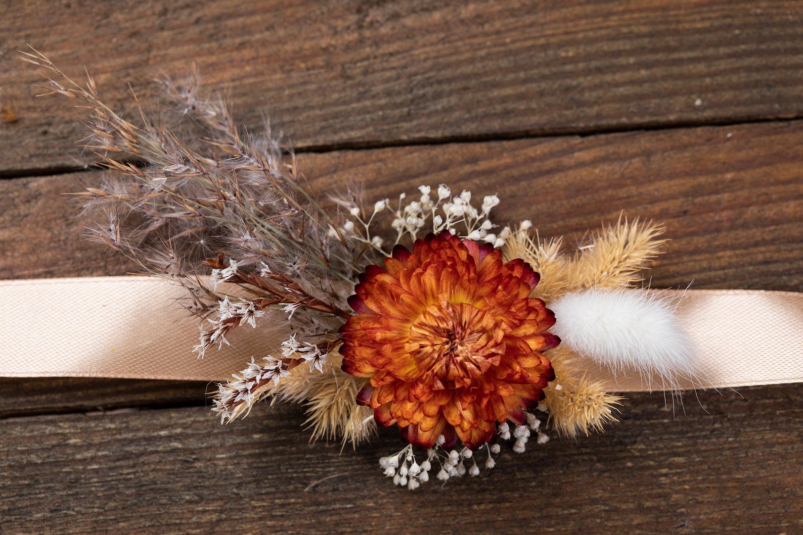 Dried Flower Corsage Burnt Orange Terracotta Rust Full Autumn - Etsy