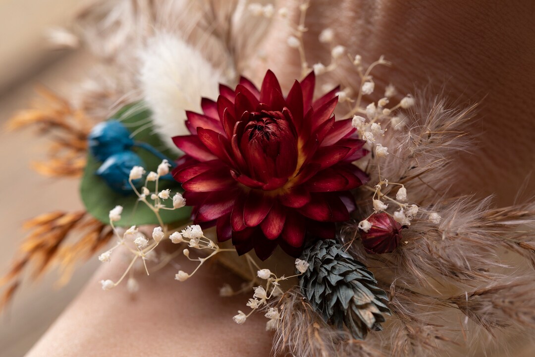 Fall Wedding Dried Flower Corsage | Terracotta Rust, Eucalyptus ...