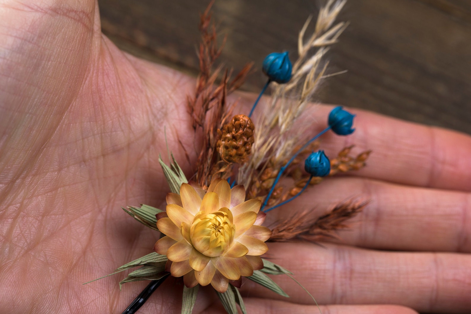 Dried Flower Thistle Fall Autumn Wedding Bouquet Set Burnt | Etsy