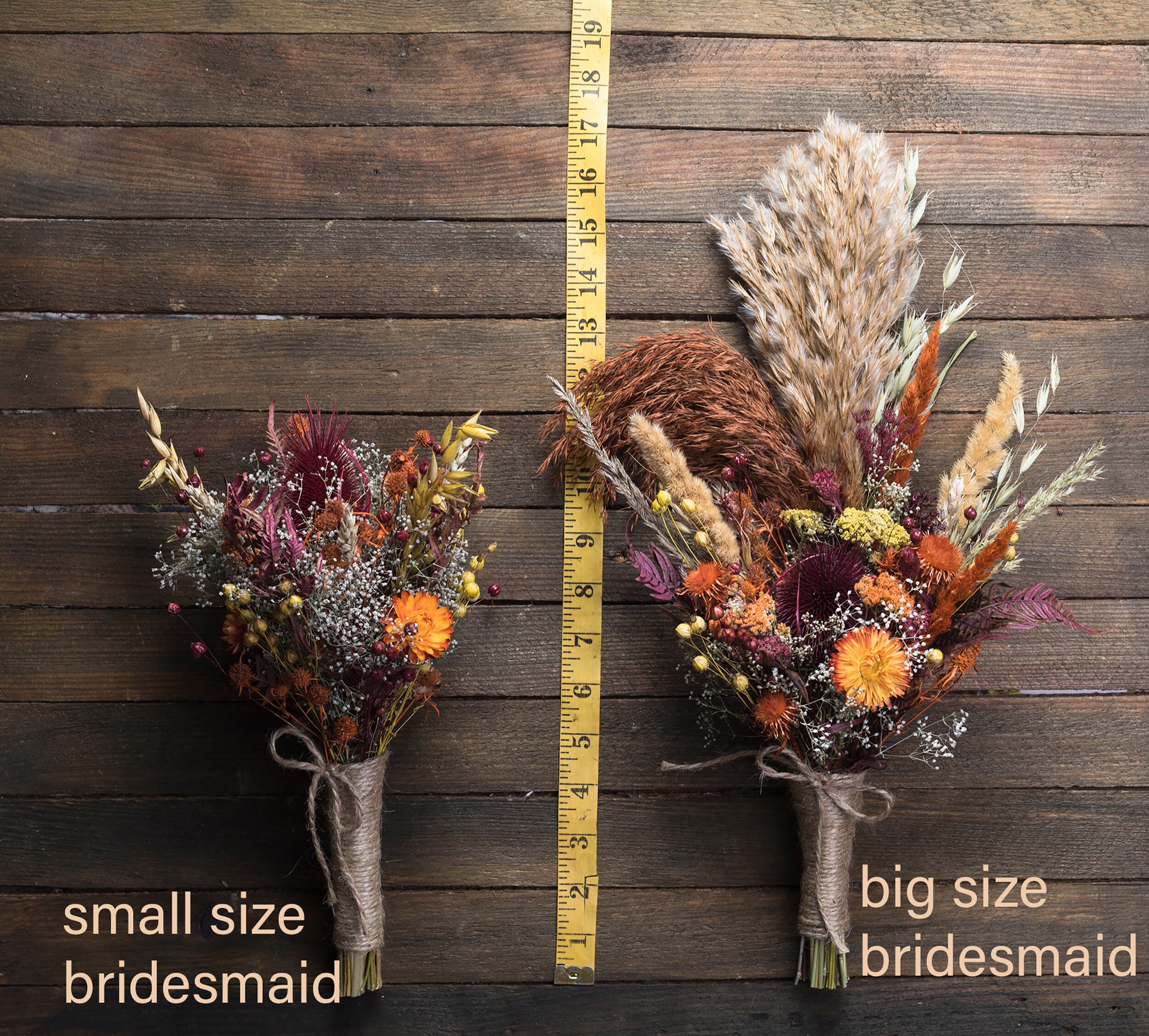 Dried flower thistle fall autumn wedding bouquet set burgundy | Etsy