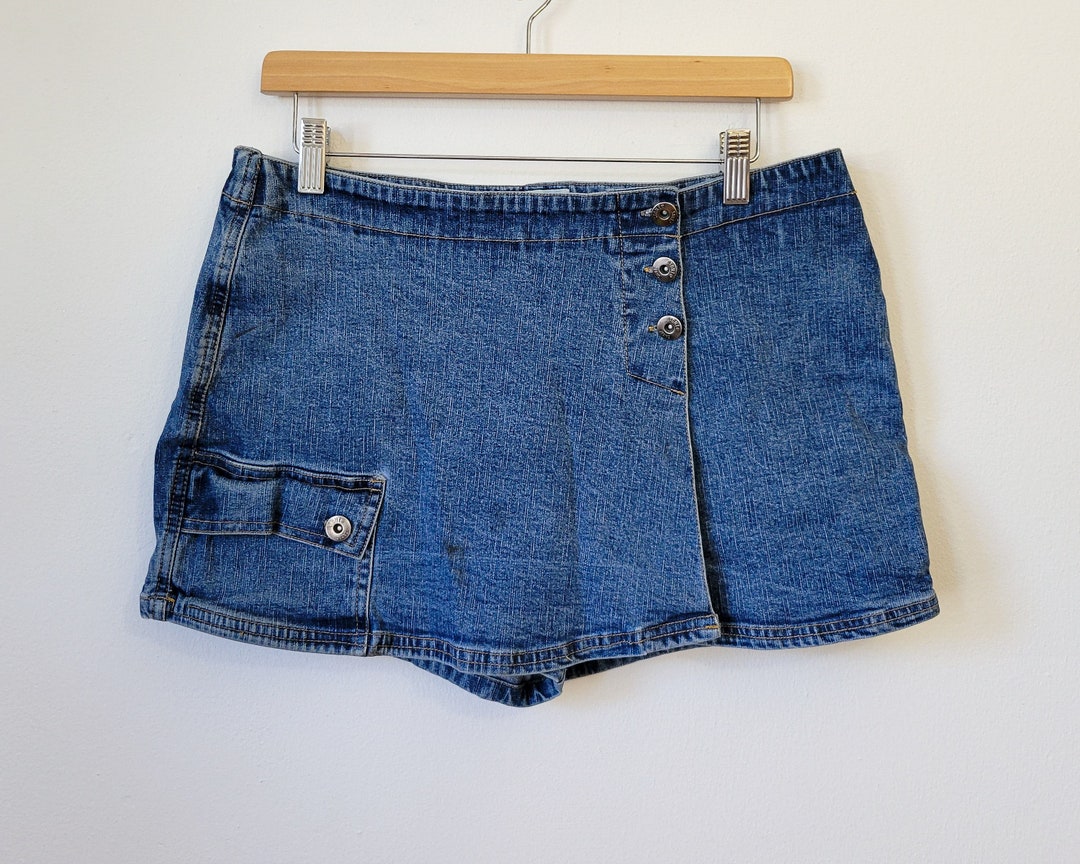 Y2K STONE Denim Mini Skort | Size 13 - Etsy