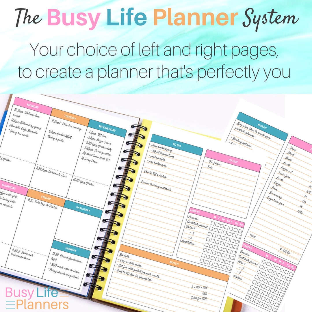 2017 Busy Life Planner System - Printable Weekly Planner - EDITABLE ...