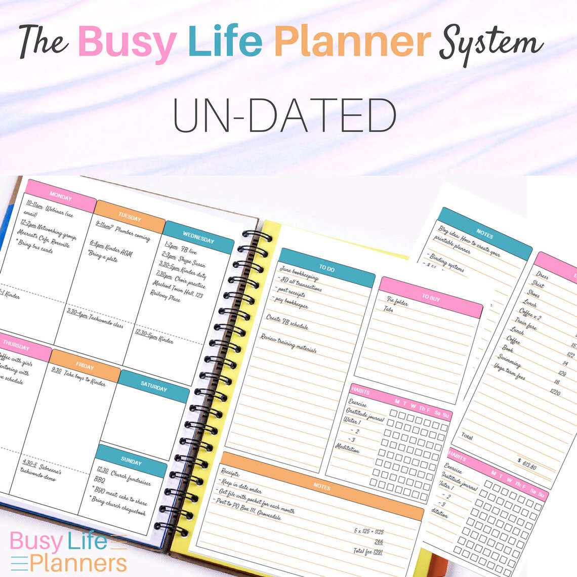 The Busy Life Planner System - UNDATED Printable Weekly Planner ...