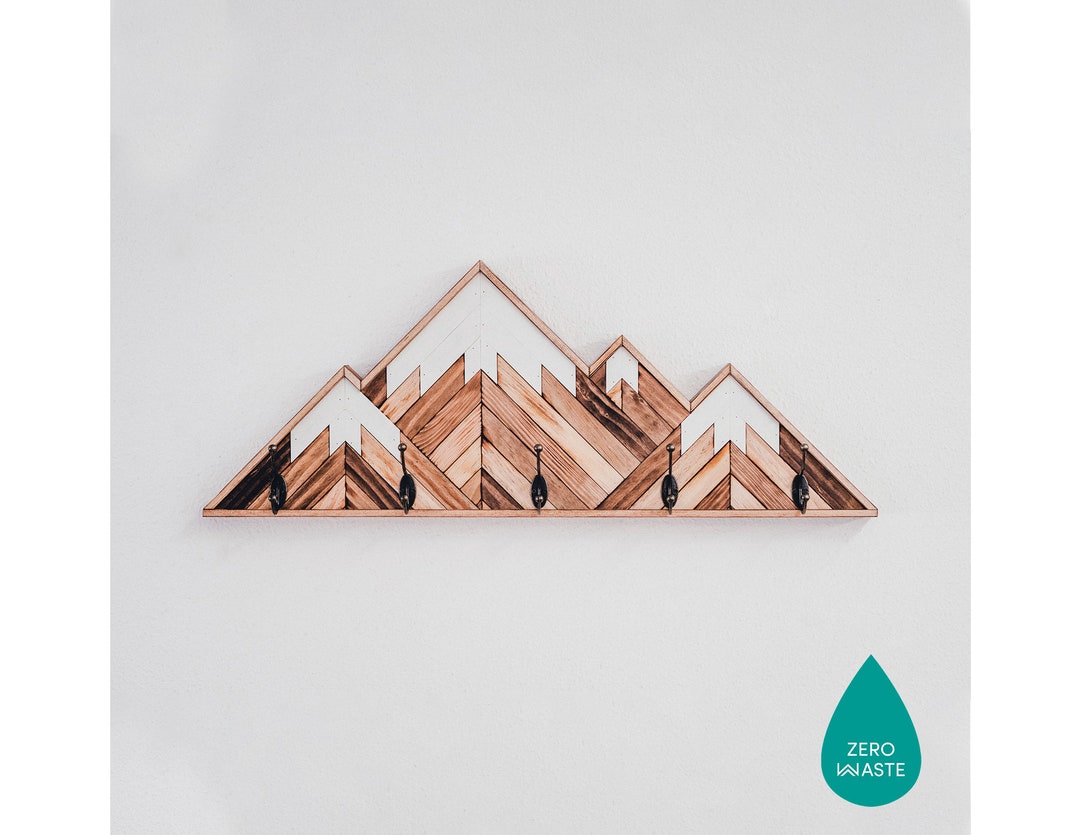 Mosaic Mountain Wood Coat Rack: Reclaimed Chestnut & Cherry Key Holder ...