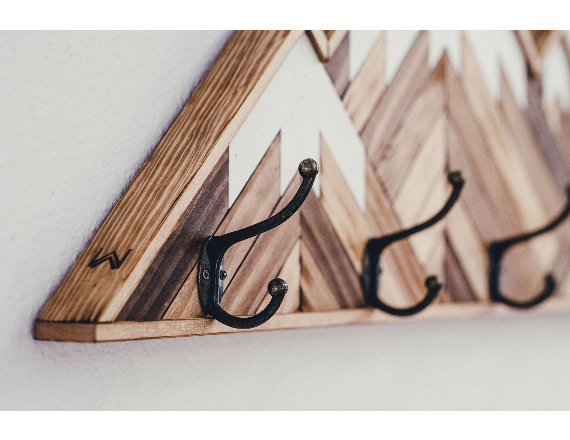 Mosaic Mountain Wood Coat Rack: Reclaimed Chestnut & Cherry Key Holder ...