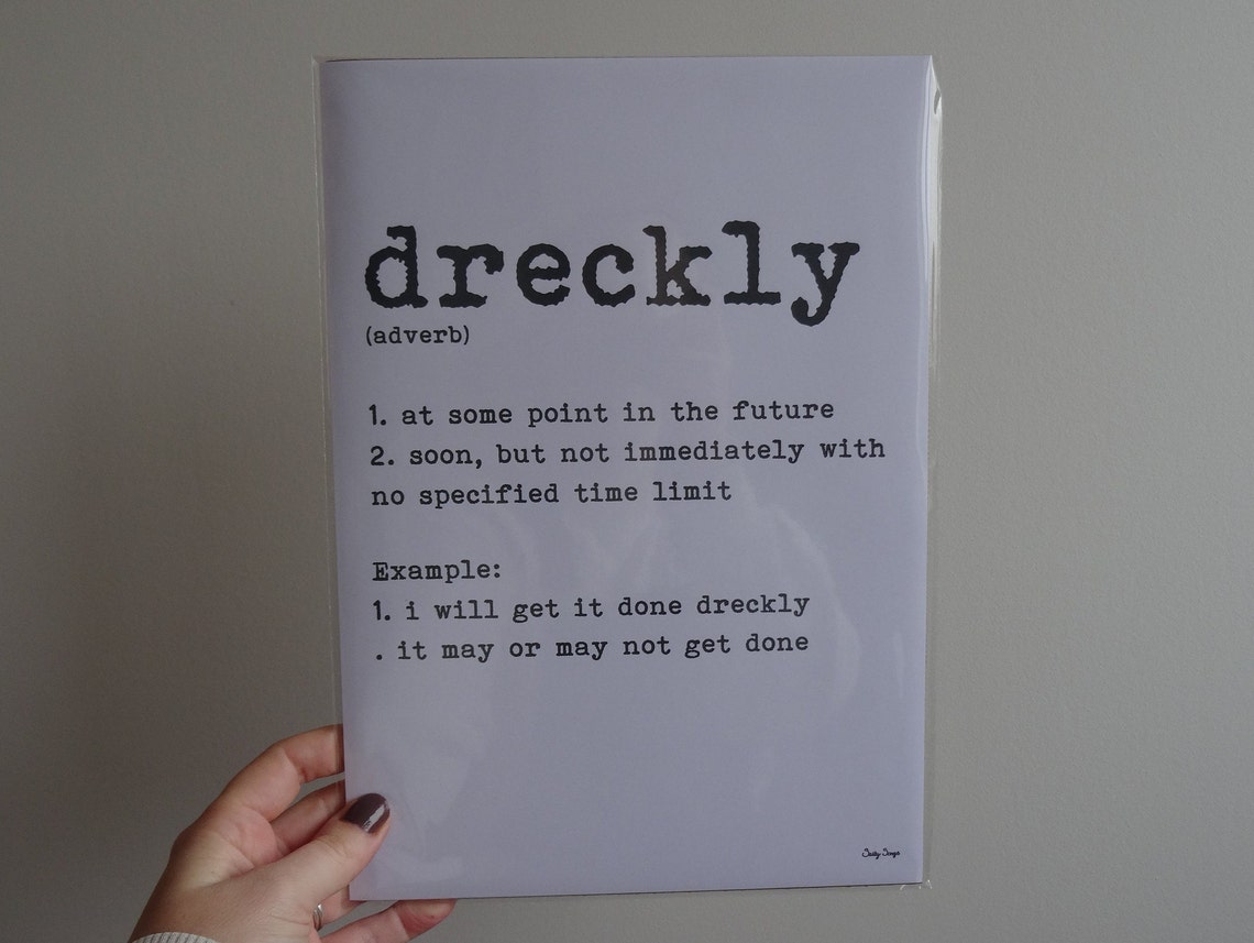 Cornish Print Dreckly Definition Print A5 A4 Black and White - Etsy