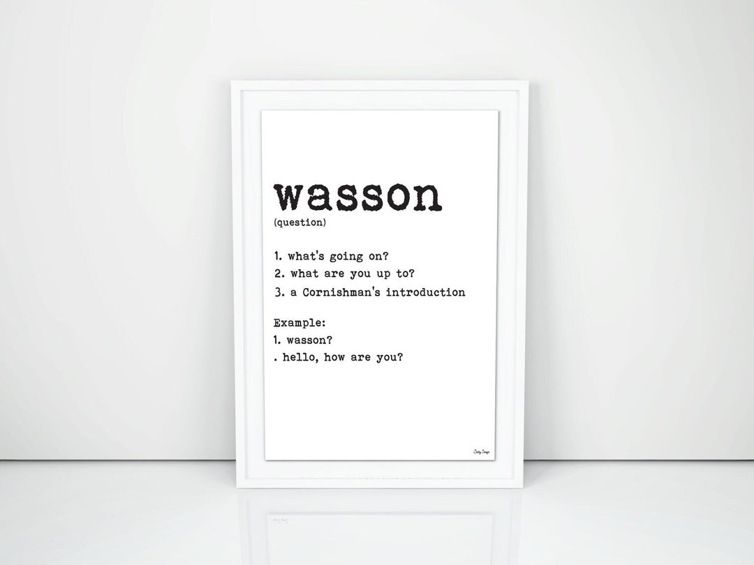 Cornish Print, Wasson Definition Print, A5 A4 Black & White Wall Art ...