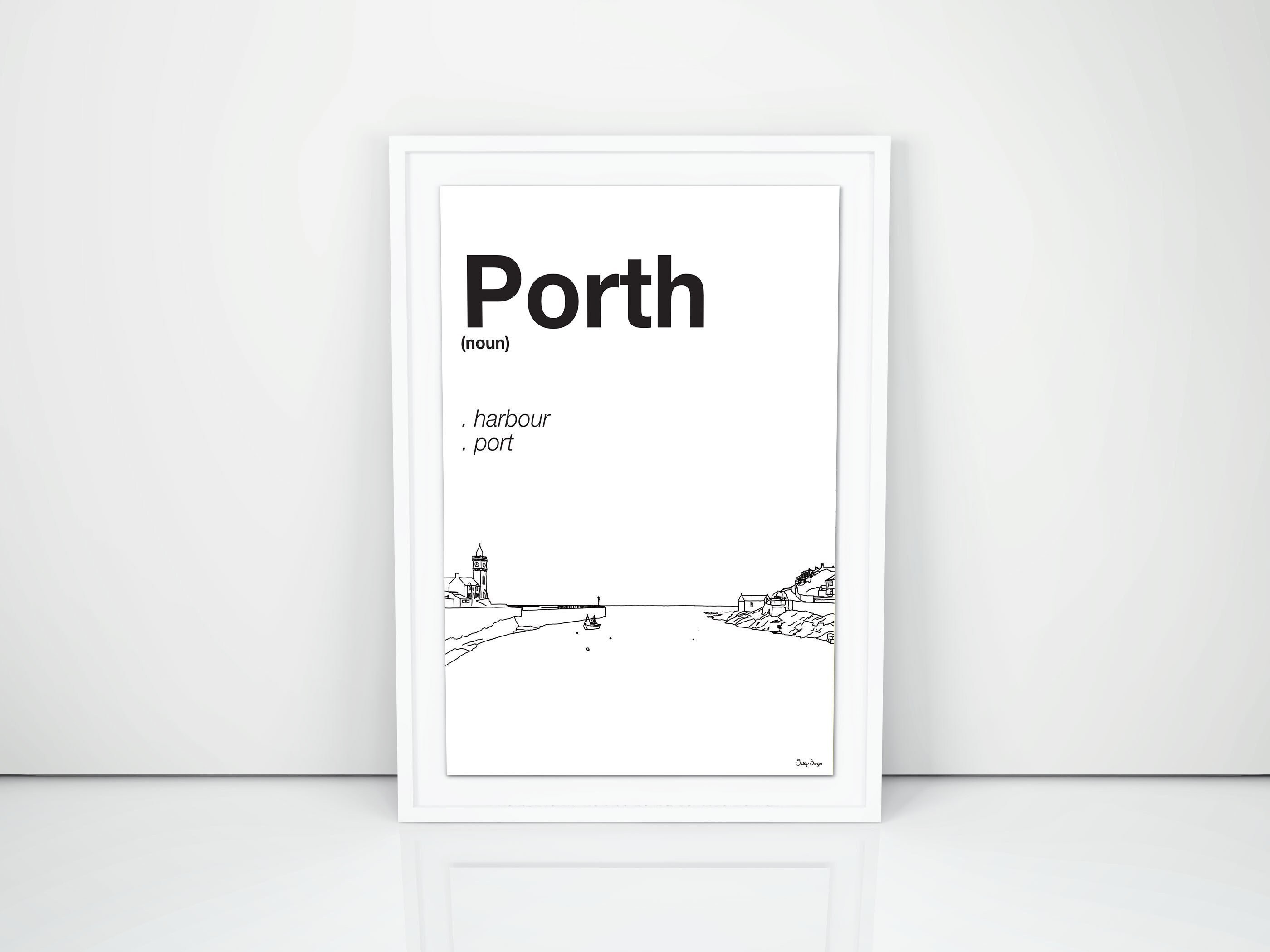 PORTH Cornish Definition Print Cornwall Porthleven Harbour - Etsy