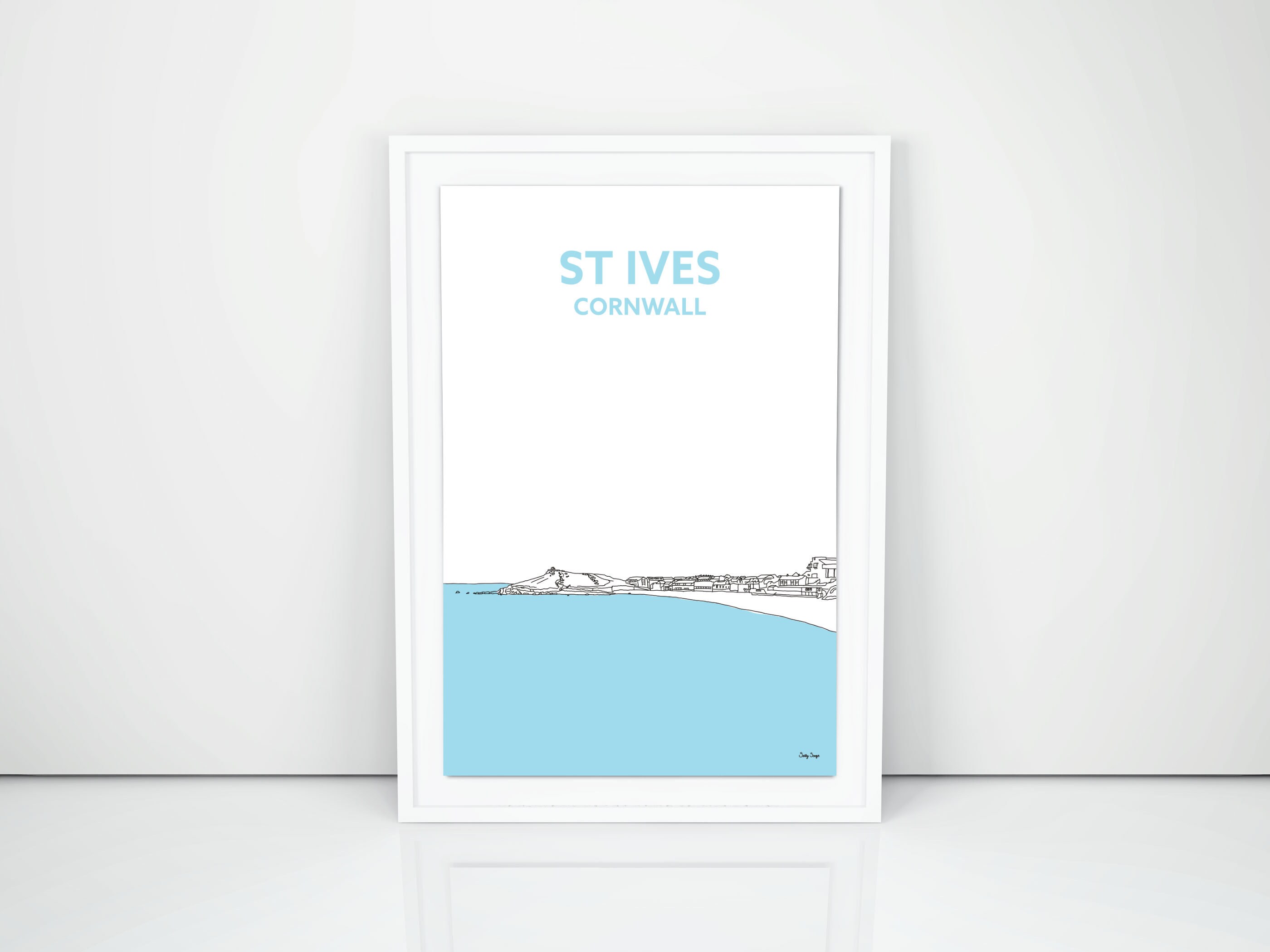 Porthmeor Beach Print St Ives Cornwall. Cornish Line Drawing | Etsy