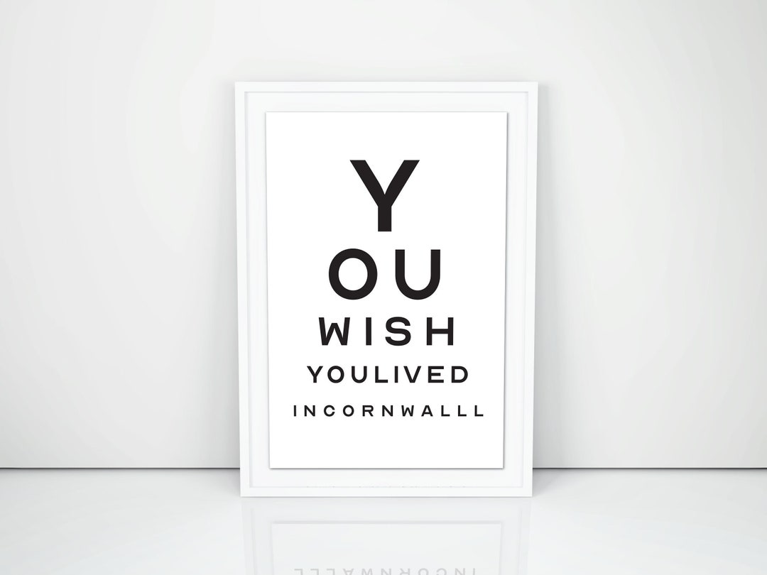 Cornish Eye Test Print, Cornwall Humour, Dreaming Kernow Art, You Wish ...