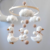 Goose Mobile: Felt Duck Crib Decoration Gooses Flowers Daisy Nursery ...