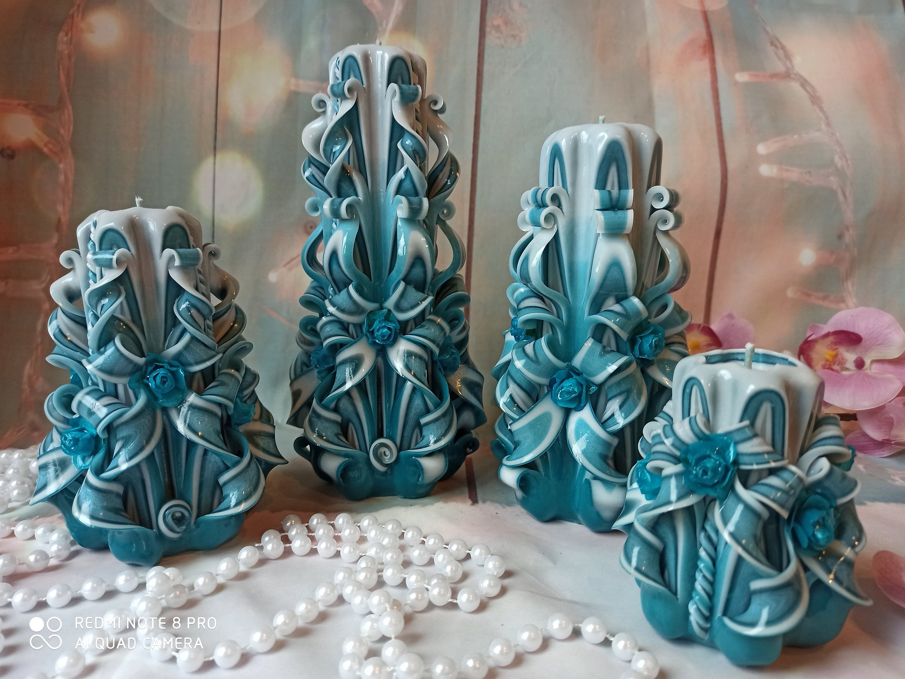 Small Colorful and Unique Hand Carved Unscented Candle - Perfect Home ...