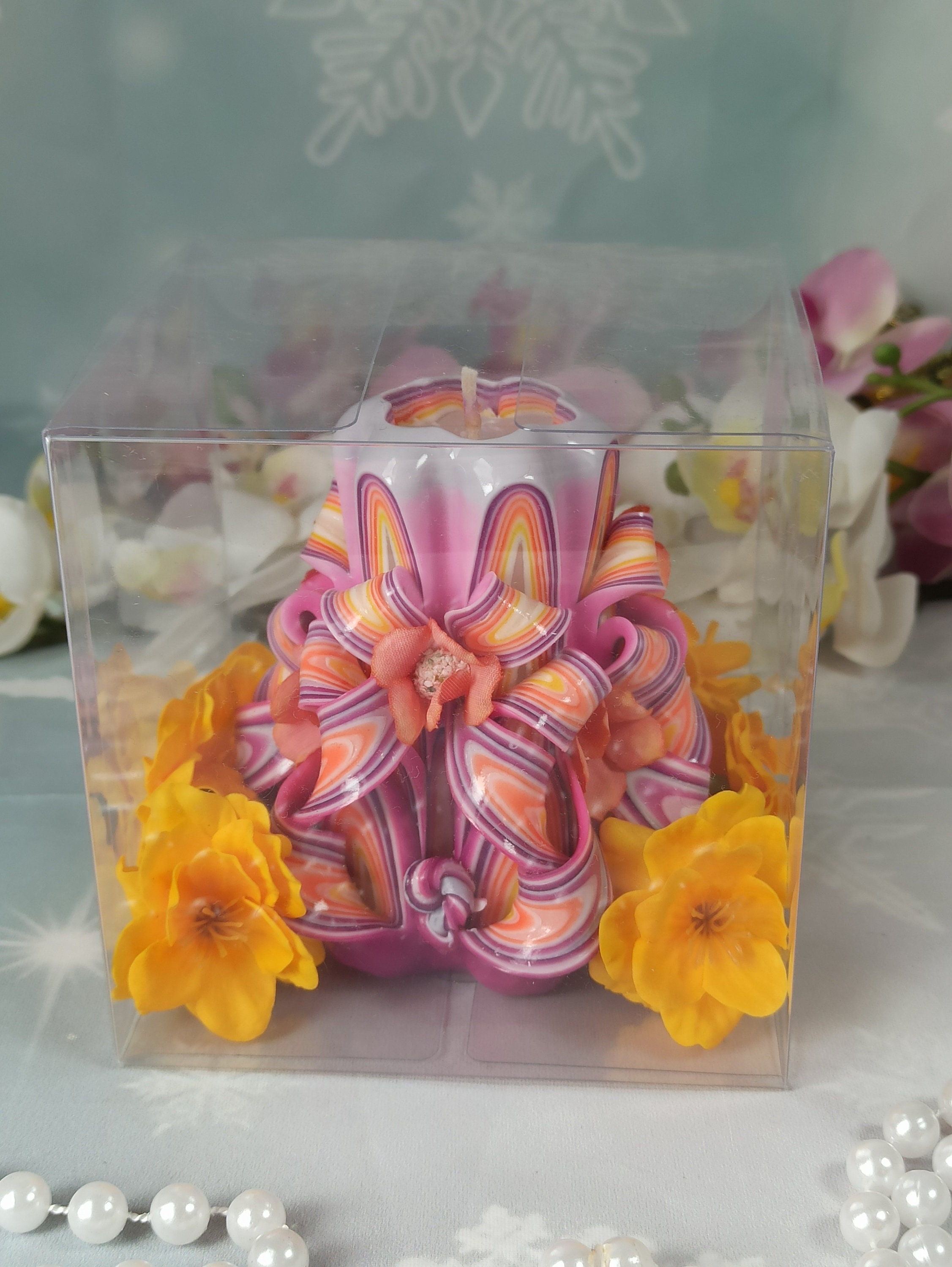 Small Colorful and Unique Hand Carved Unscented Candle - Perfect Home ...