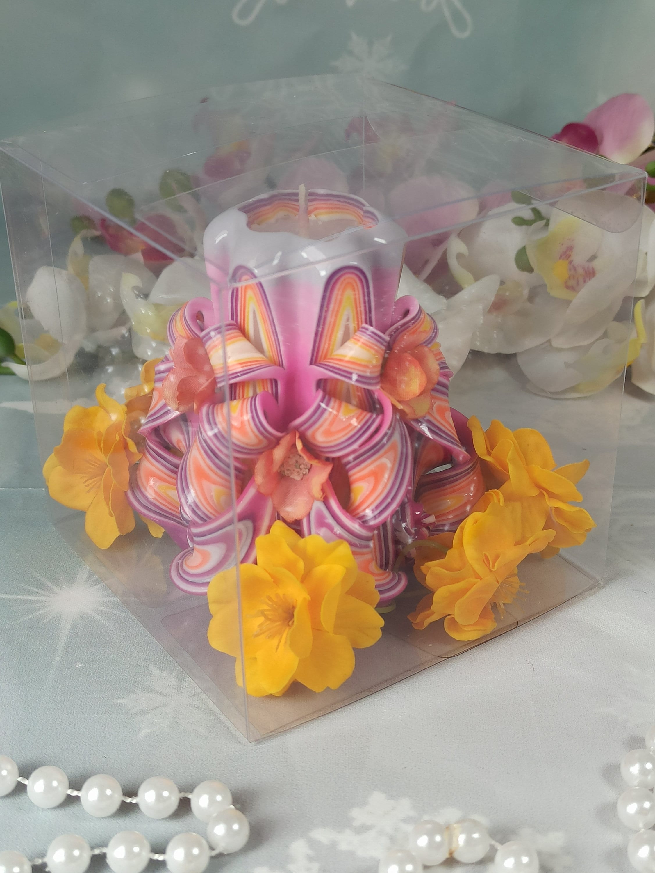 Small Colorful and Unique Hand Carved Unscented Candle - Perfect Home ...