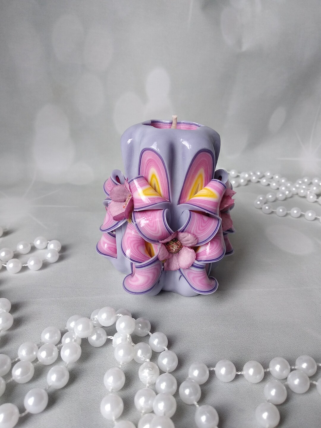 Small Colorful and Unique Hand Carved Unscented Candle - Perfect Home ...