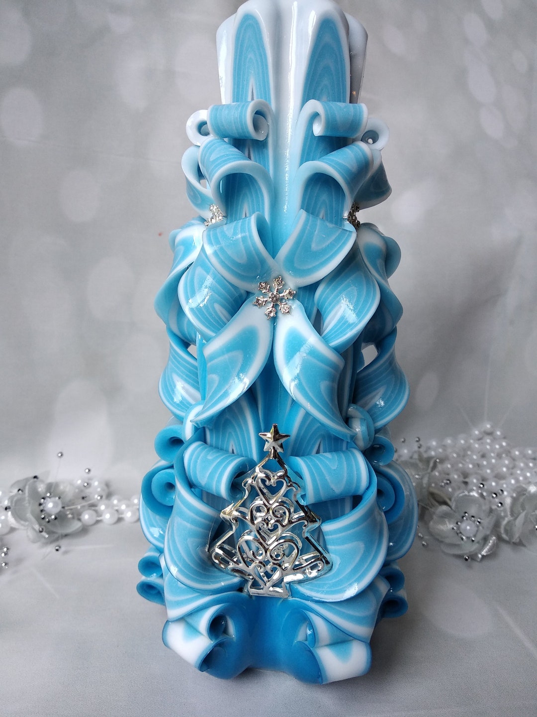 Xlarge Colorful and Unique Hand Carved Candle With Christmas - Etsy