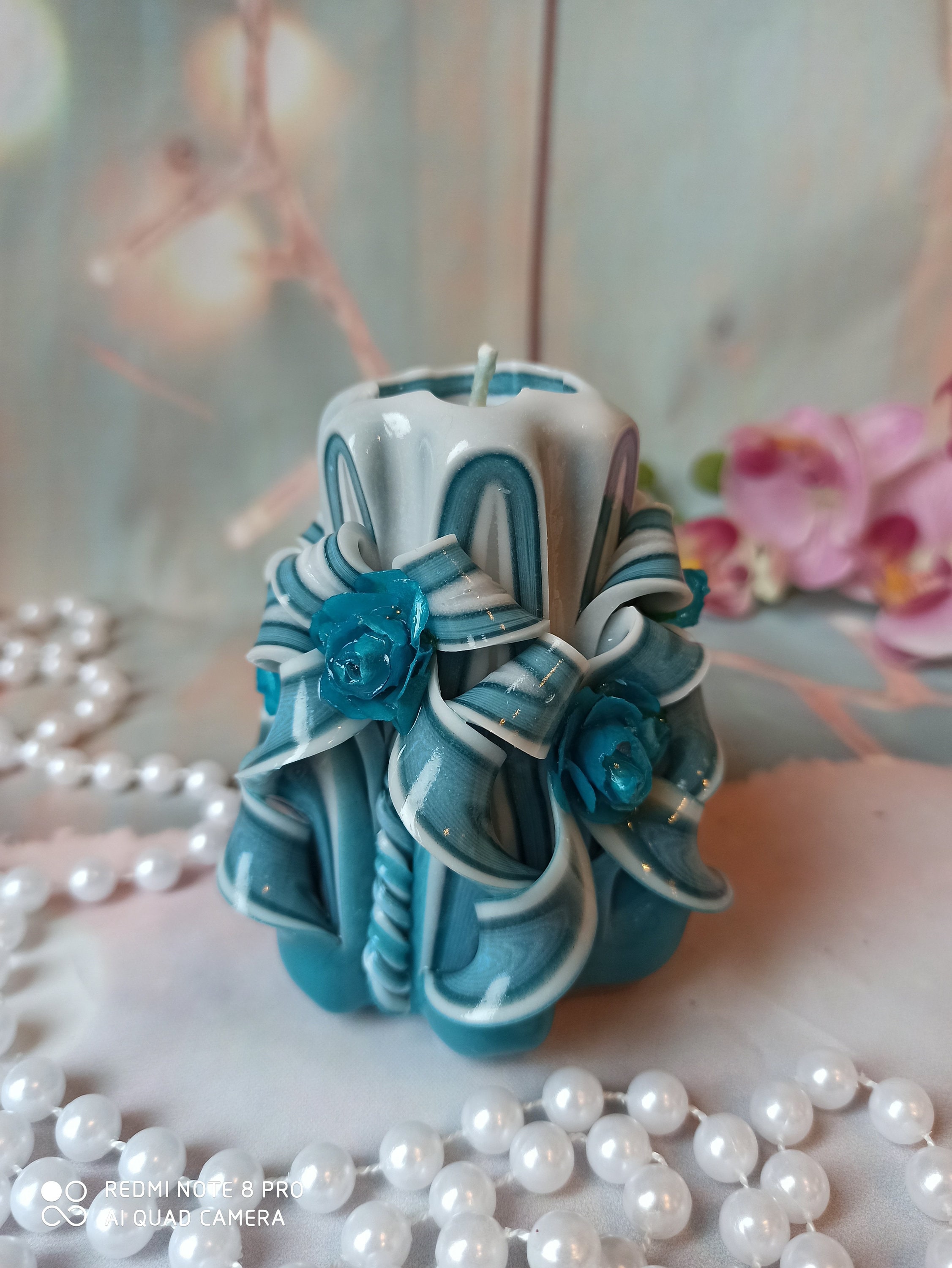 Small Colorful and Unique Hand Carved Unscented Candle - Perfect Home ...