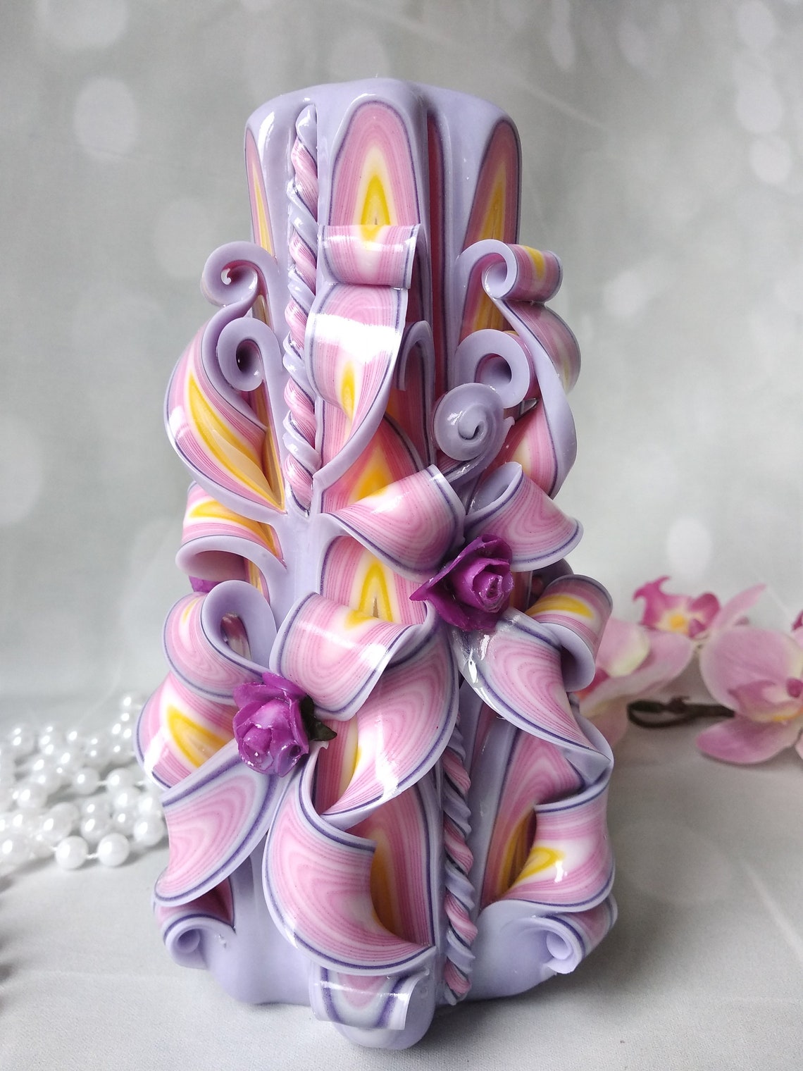 Large Colorful and Unique Hand Carved Unscented Candle - Etsy UK