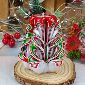 Small Colorful and Unique Hand Carved Unscented Christmas Candle ...