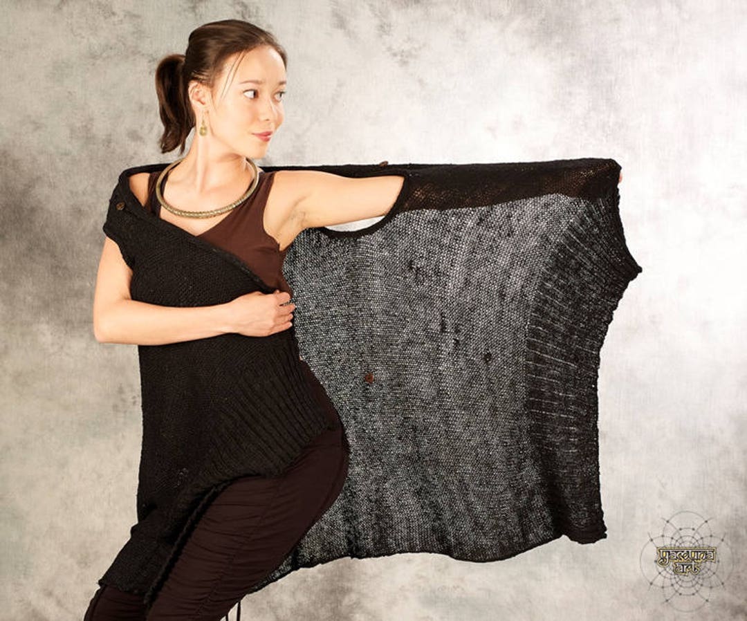 Knitted Vest for Women~sleeveless~black~goa Jacket,cardigan~boho Robe ...