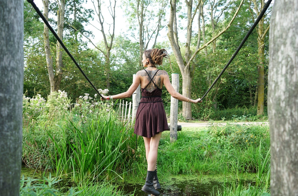 Knitted Short Dress With Ropeearthy Alternative Clothinggoa - Etsy