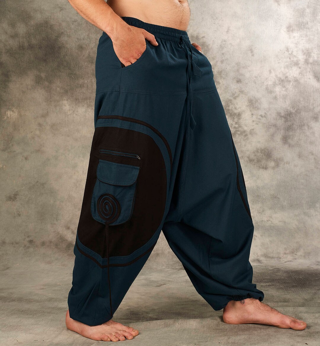 Goa Hose Spiral~Blaue Baumwollhose~HaremshoseHippie~Pocket~Aladinhose ...
