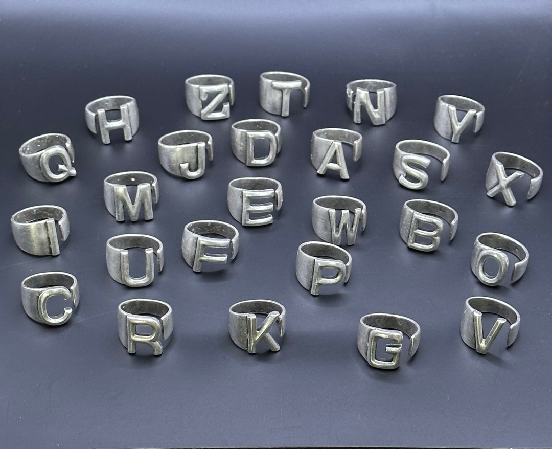 Initial Rings, Adjustable Letter Ring, A-Z Ring, Alphabet Ring ...