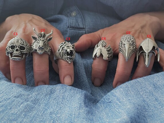 Mens Ring Gothic Rings Skull Rings Animal Rings Eagle Rings | Etsy