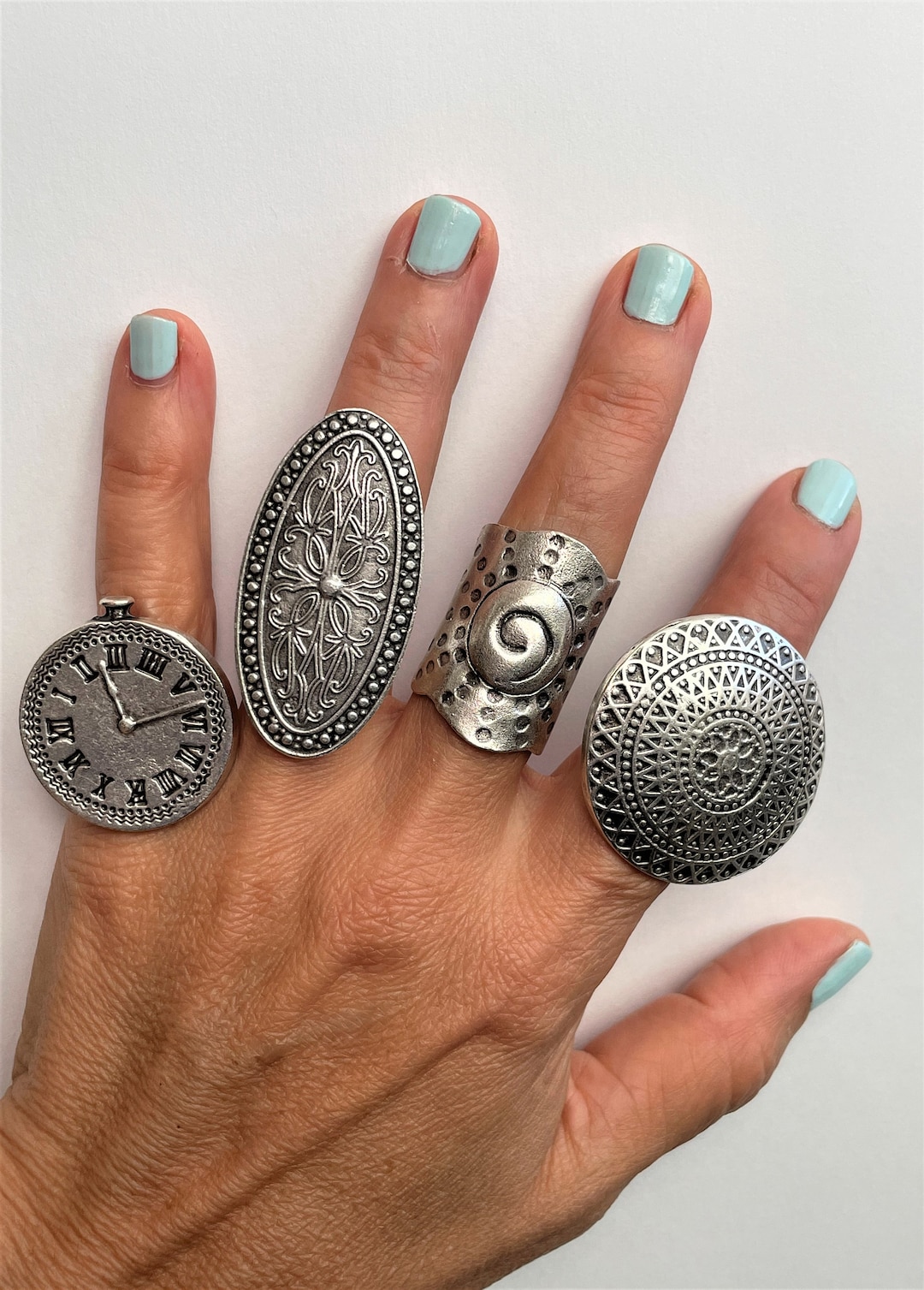 Womens Unisex Boho Rings Bohemian Jewelry Compass Ring Statement ...
