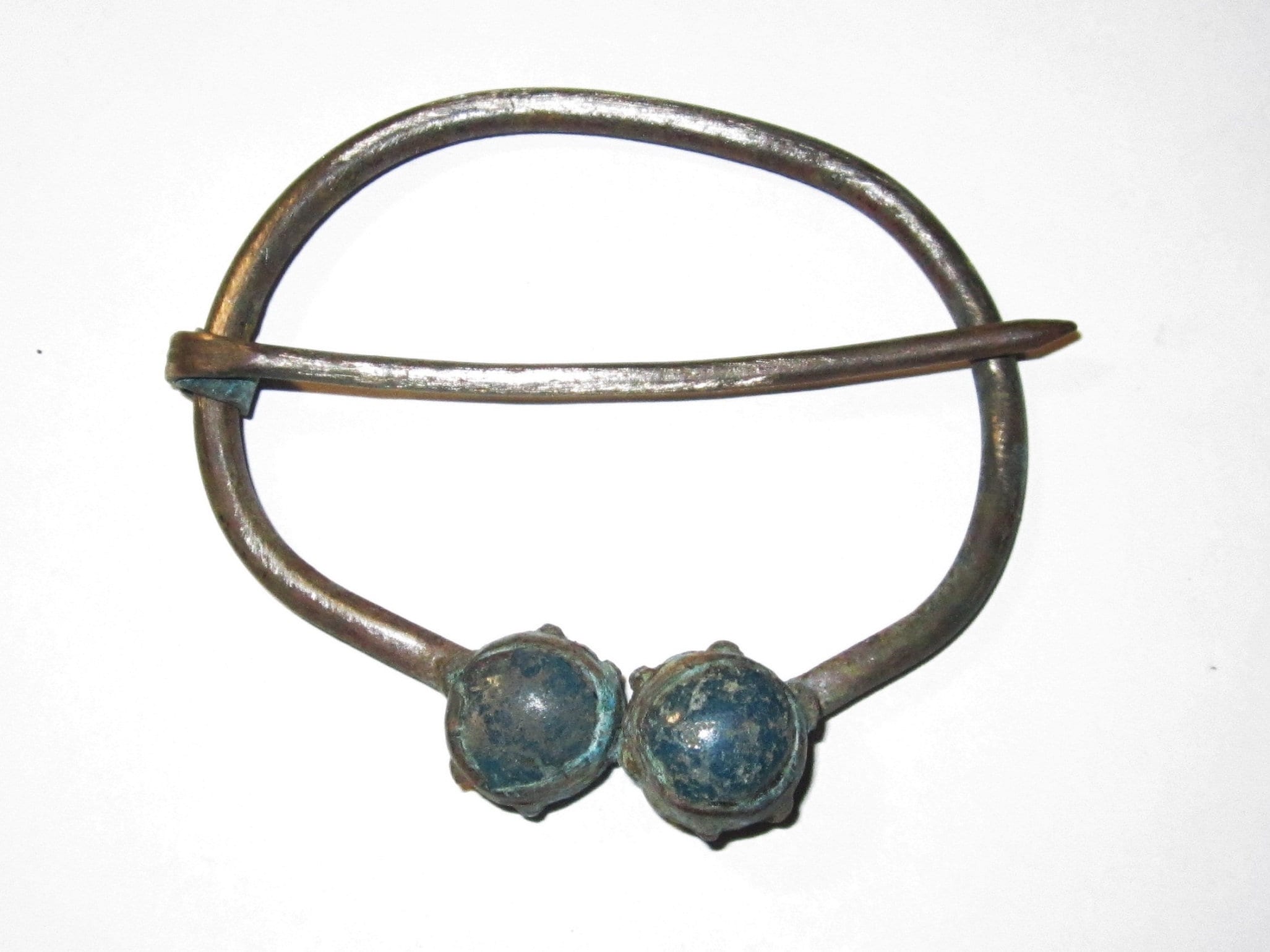 Viking Finno Ugric Huge Silver Penannular Ring Fibula Brooch With Glass ...