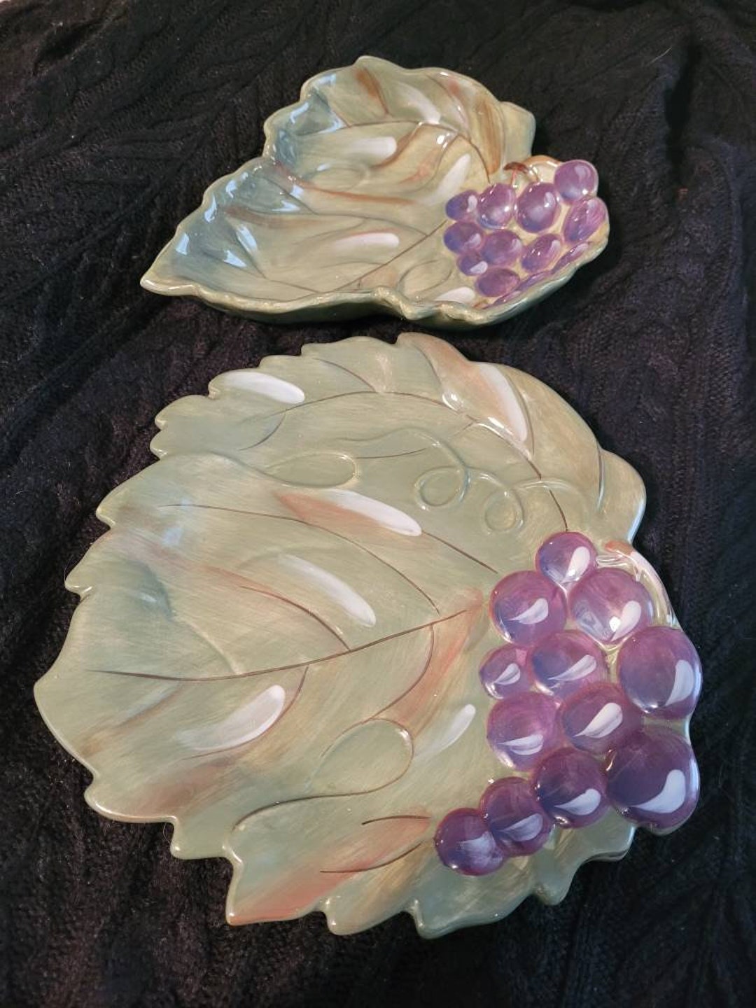 Vintage Noble Excellence Meritage Grapes & Grape Leaf Serving Dish and ...