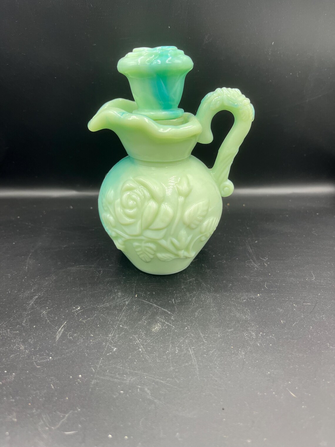 Avon Blue/green Milk Glass Pitcher With Bowl - Etsy