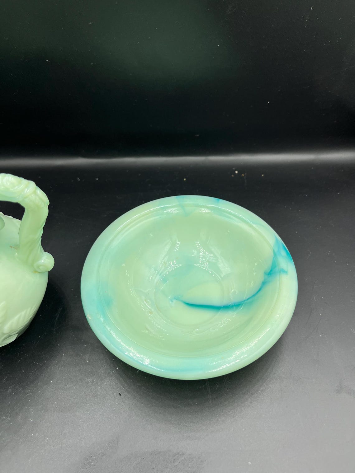 Avon Blue/green Milk Glass Pitcher With Bowl - Etsy