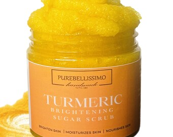 Turmeric Sugar Scrub, Skin Brightening Face Scrub With Niacinamide and Turmeric, Acne, Dark ...