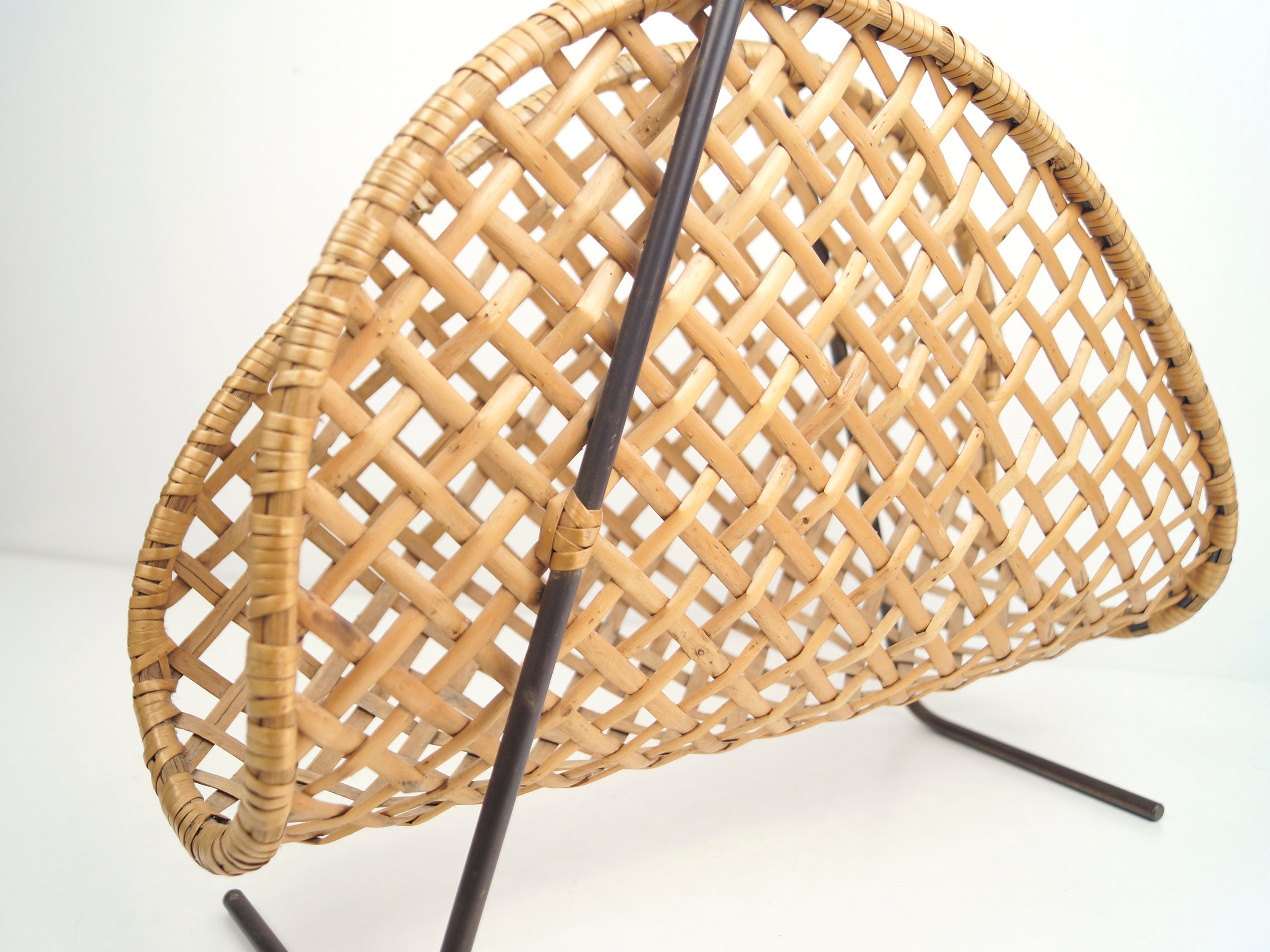 Magazine Rack Basketwork and Metal 1950s - Etsy
