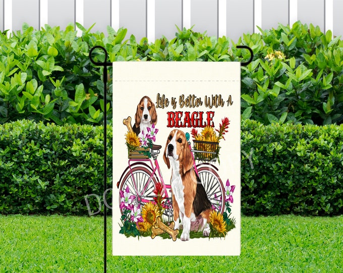 Beagle Stained Glass Style Garden & House Banner, Beagle Garden Flag ...