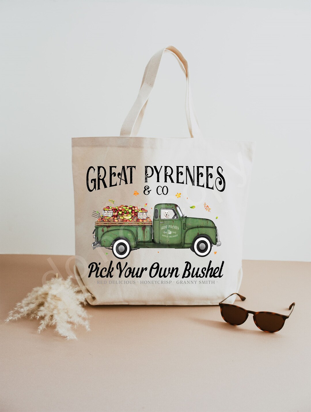Great Pyrenees Apple Bushel Tote Bag 15 X 19 One Sided Cute Gift ...
