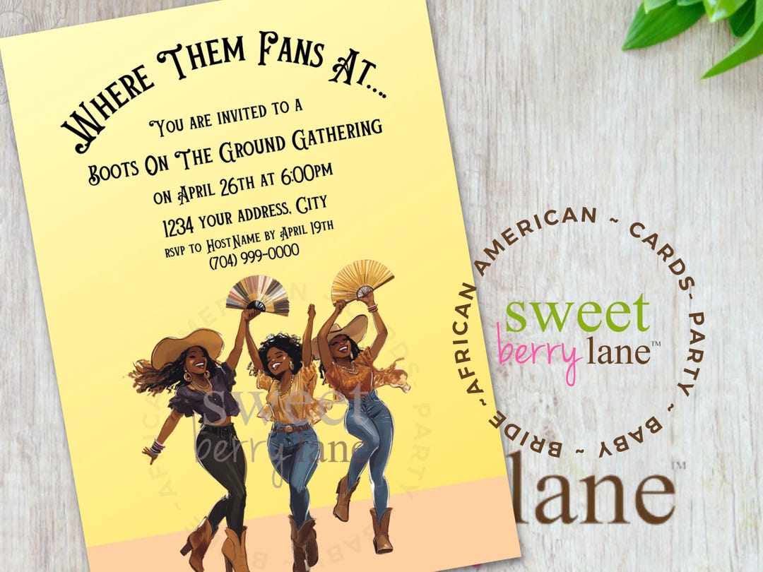 Boots on the Ground Line Dance Party Invitation, Where Them Fans at ...