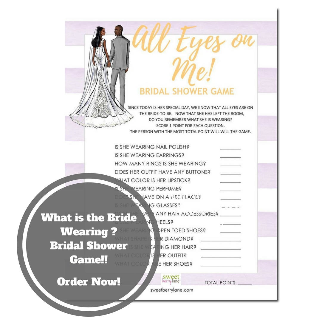 What is the Bride Wearing Bridal Shower Game - African American Bridal ...
