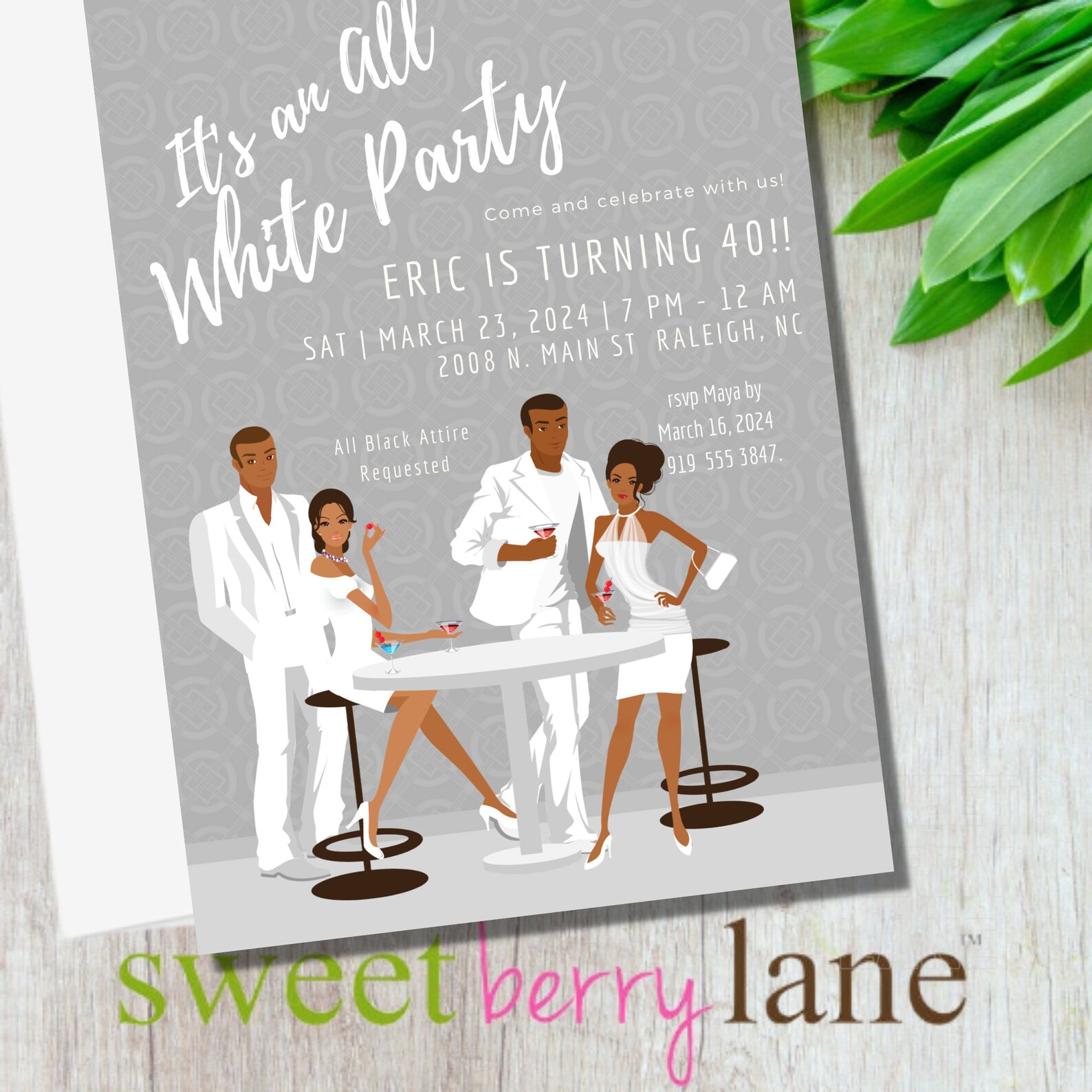 All White Party Invitation | African American Birthday Party Invite ...