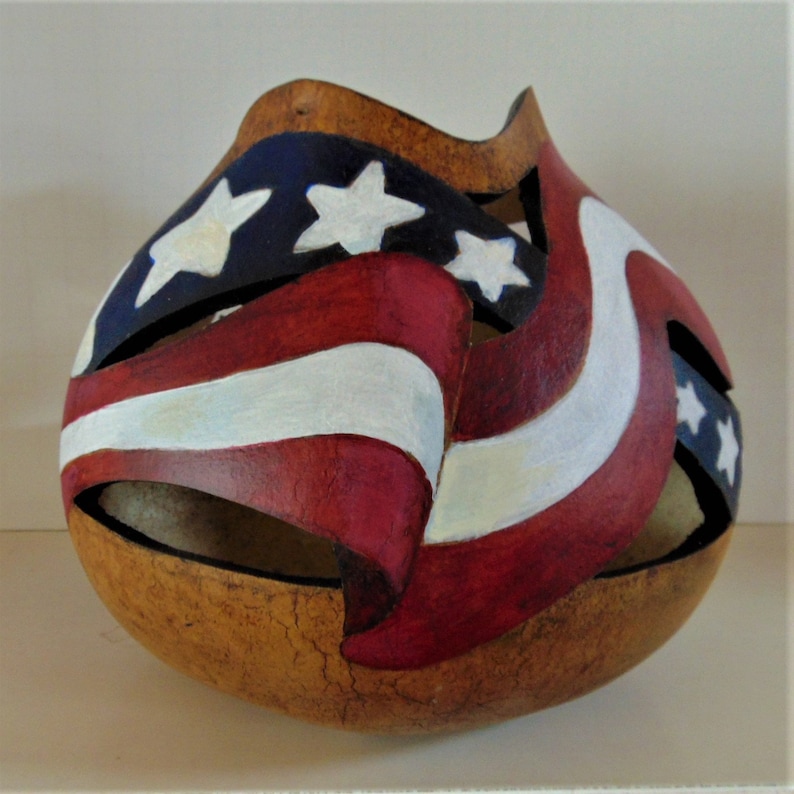 Mac's Hand Made Custom Stars & Strips Art Gourd - Etsy
