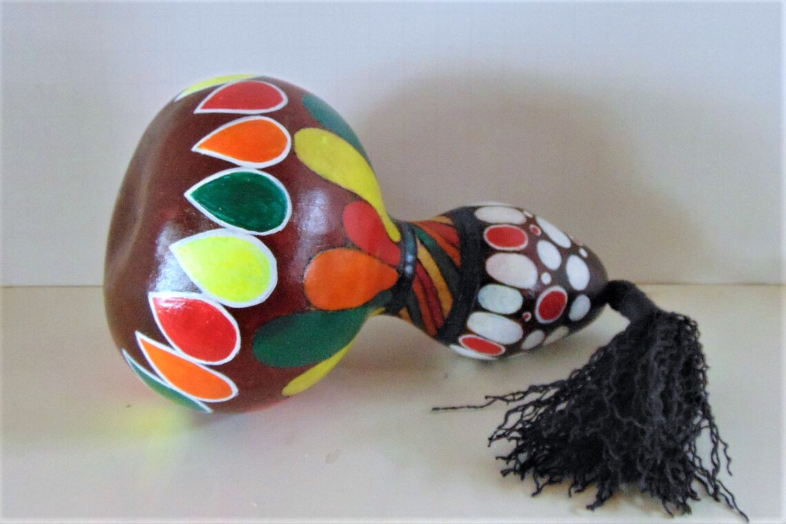 Original Hand Made Festive Gourd Art Rattle - Etsy