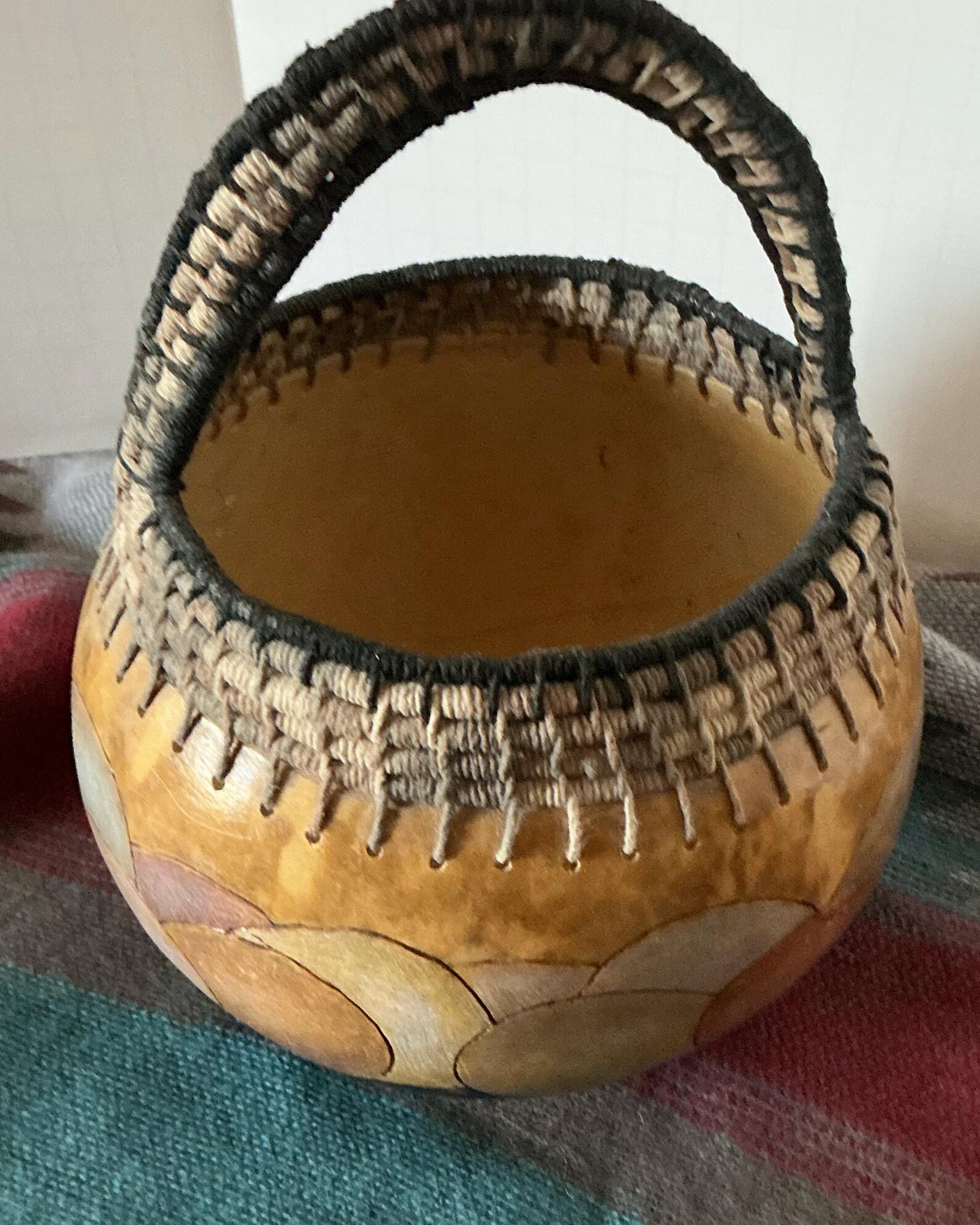 Original Design Hand Made Art Gourd Egg Basket With Native American ...