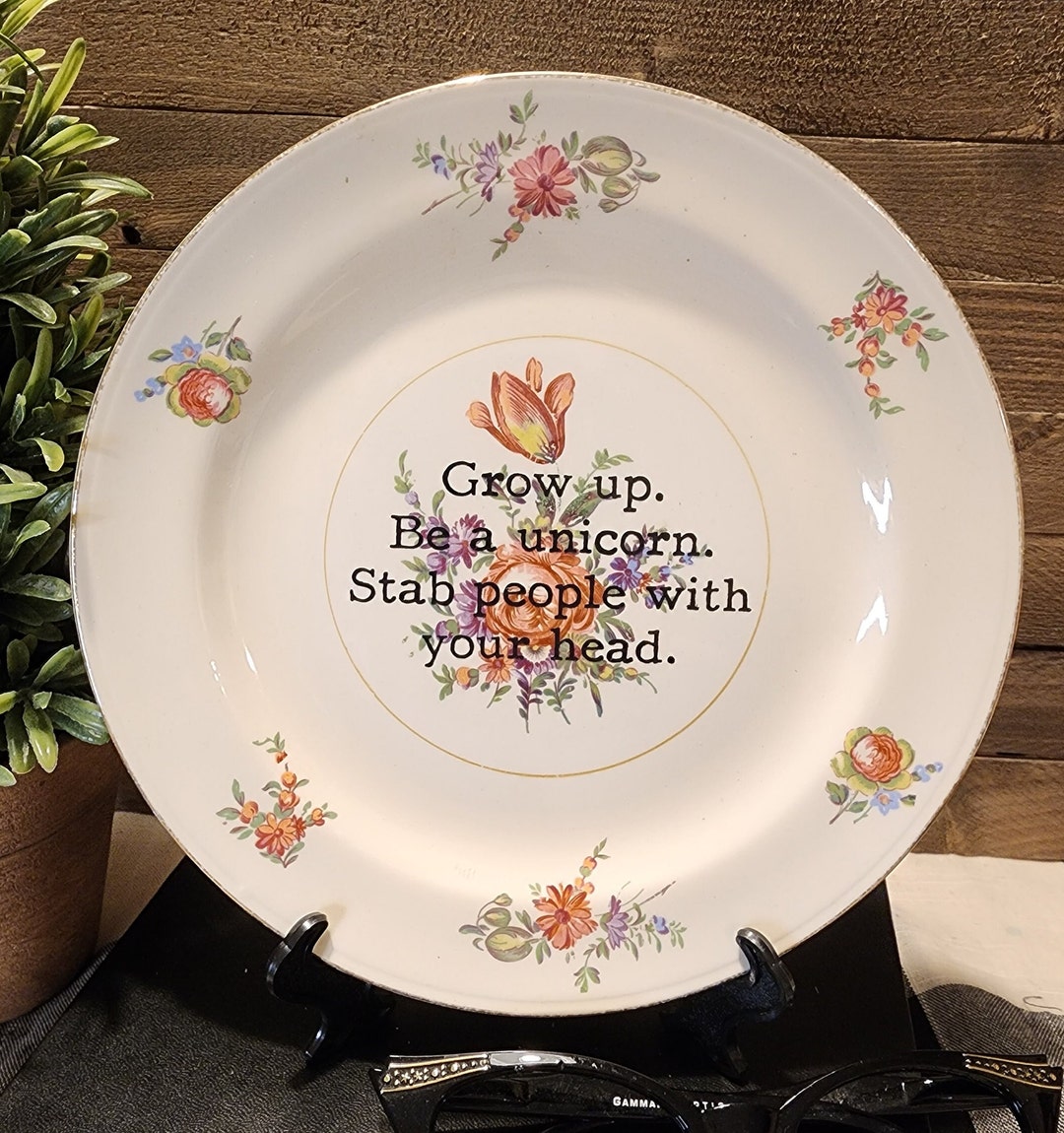 Upcycled Swear Plate-unicorn - Etsy