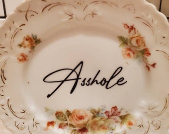 Collectible Plates Upcycled vintage Swear Plate-Asshole Art ...
